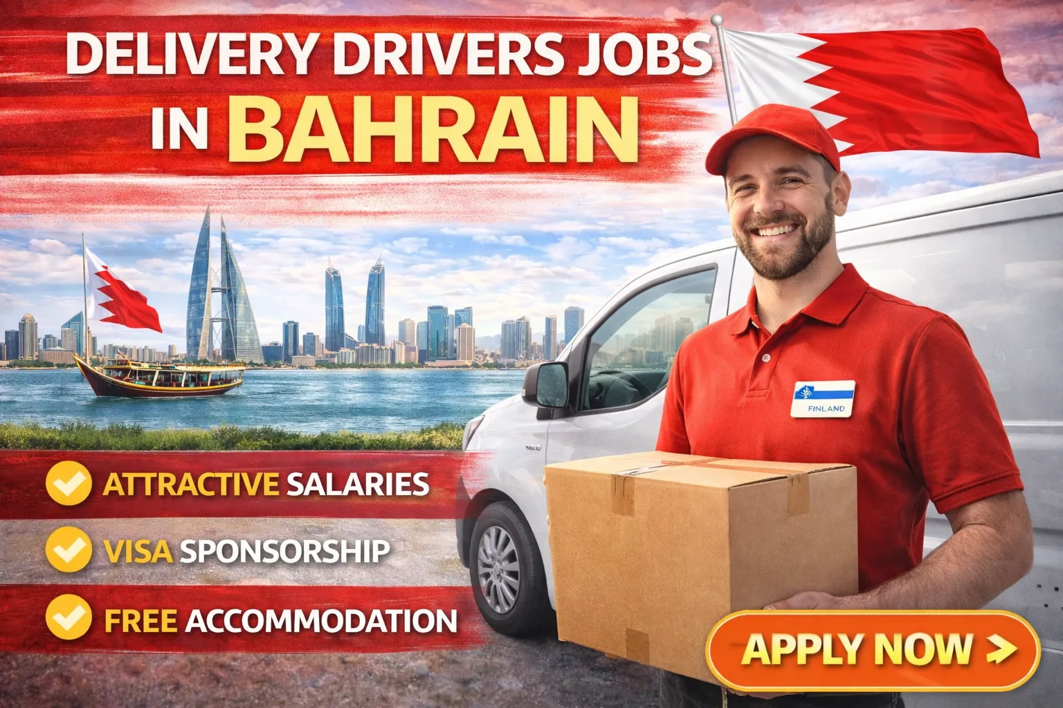 Delivery Drivers Jobs in Bahrain with Visa Sponsorship 2026 (BHD 350 to ...
